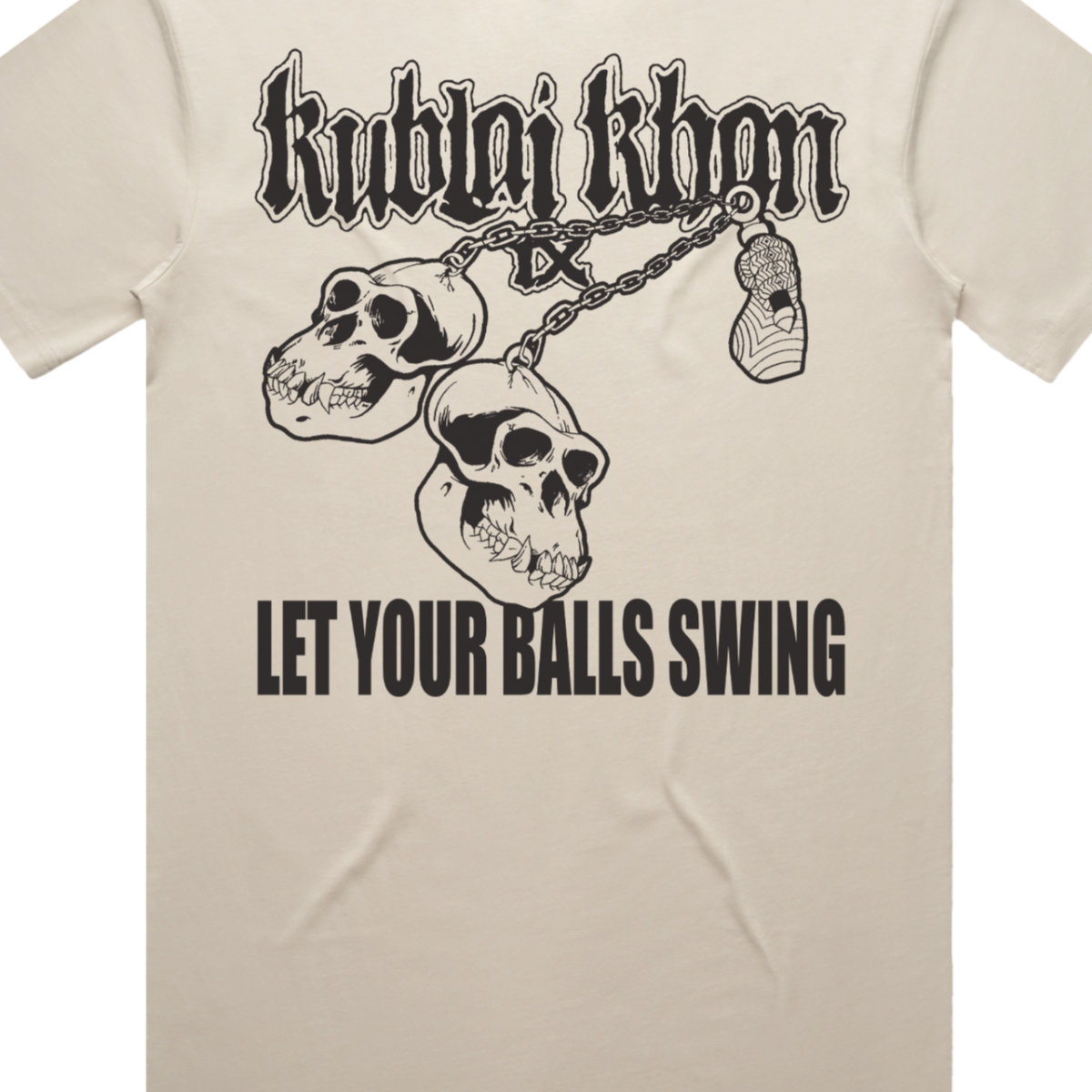 LET YOUR BALLS SWING // Tee (Bone) – Merch Warfare